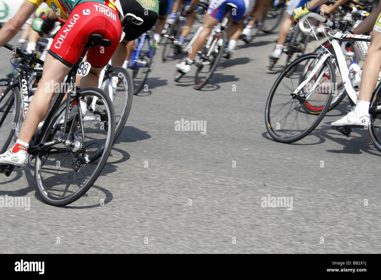 professional bike riders in road street race in city town Stock Photo ...