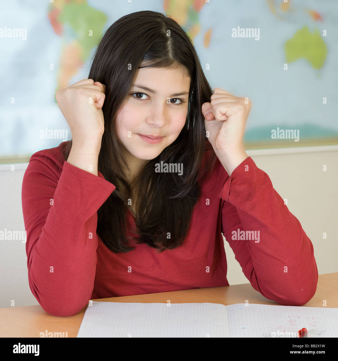 Teen girl happy about her test score Stock Photo - Alamy