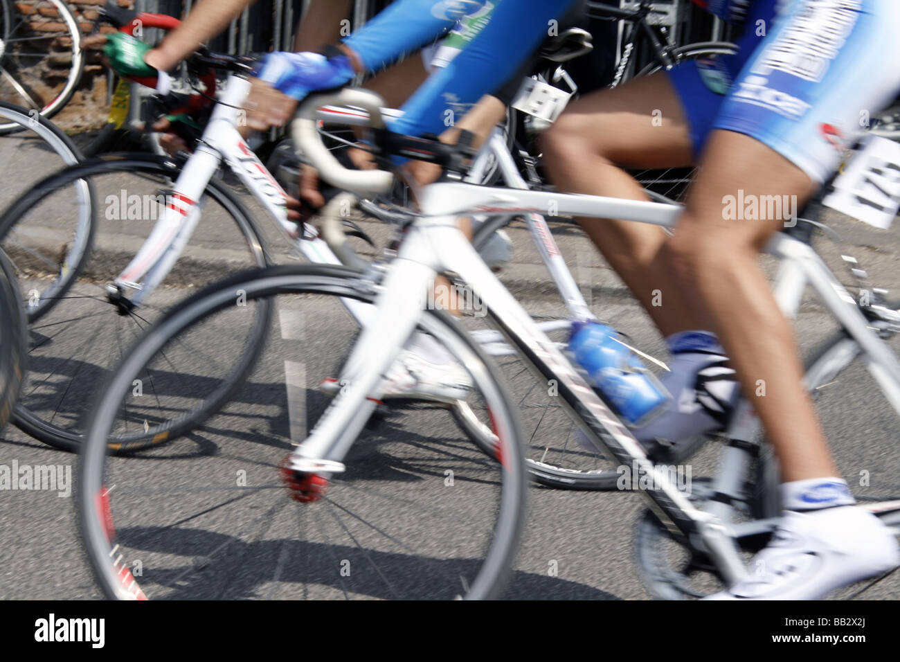 professional bike riders in road street race in city town Stock Photo ...