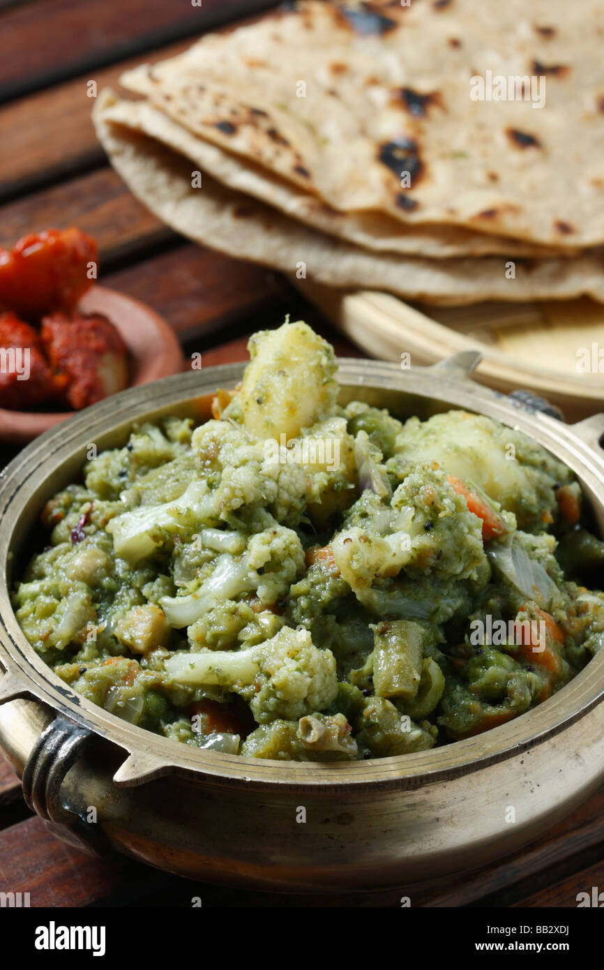 Mixed Vegetable Saag is a curry made from assortment of vegetables ...