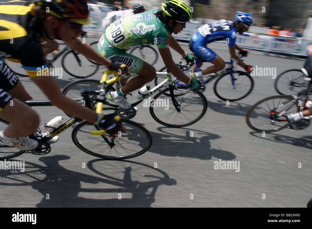 professional bike riders in road street race in city town Stock Photo ...
