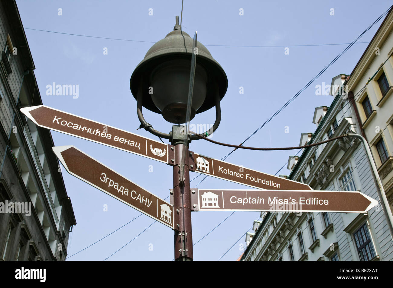 SERBIA, Belgrade. Pedestrian Knez Mihailova Street / Streetsign Stock ...