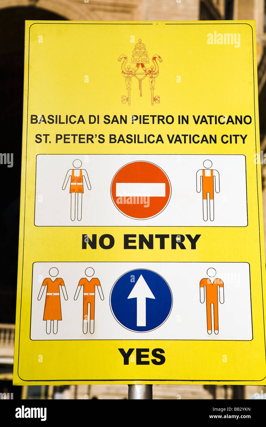 Information sign at the Saint Peter's Basilica; Vatican City, Rome ...