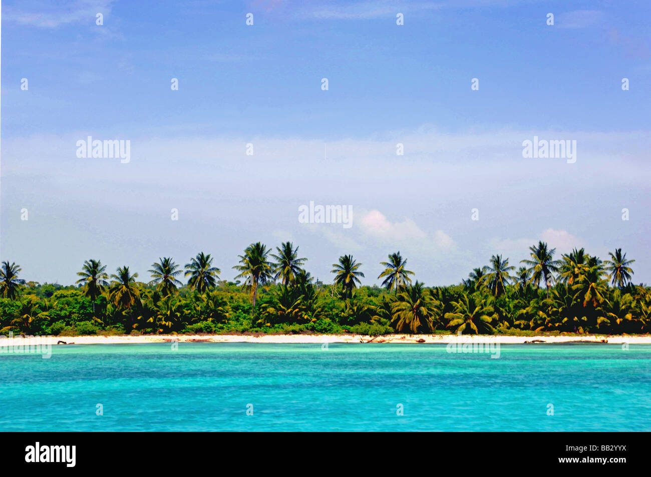 Beautiful tropical beaches with illuminating blue green water with ...