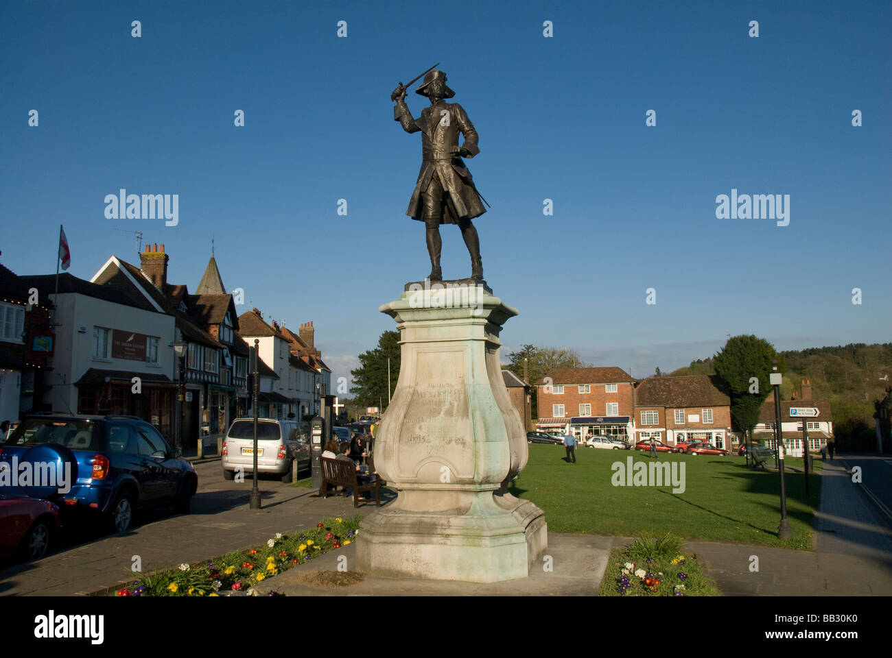 Statue of General James Wolfe on village green Westerham, Kent, England ...
