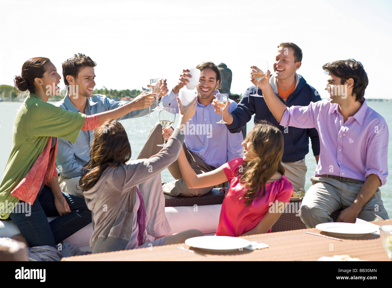 Friends toasting with drinks at a party Stock Photo - Alamy