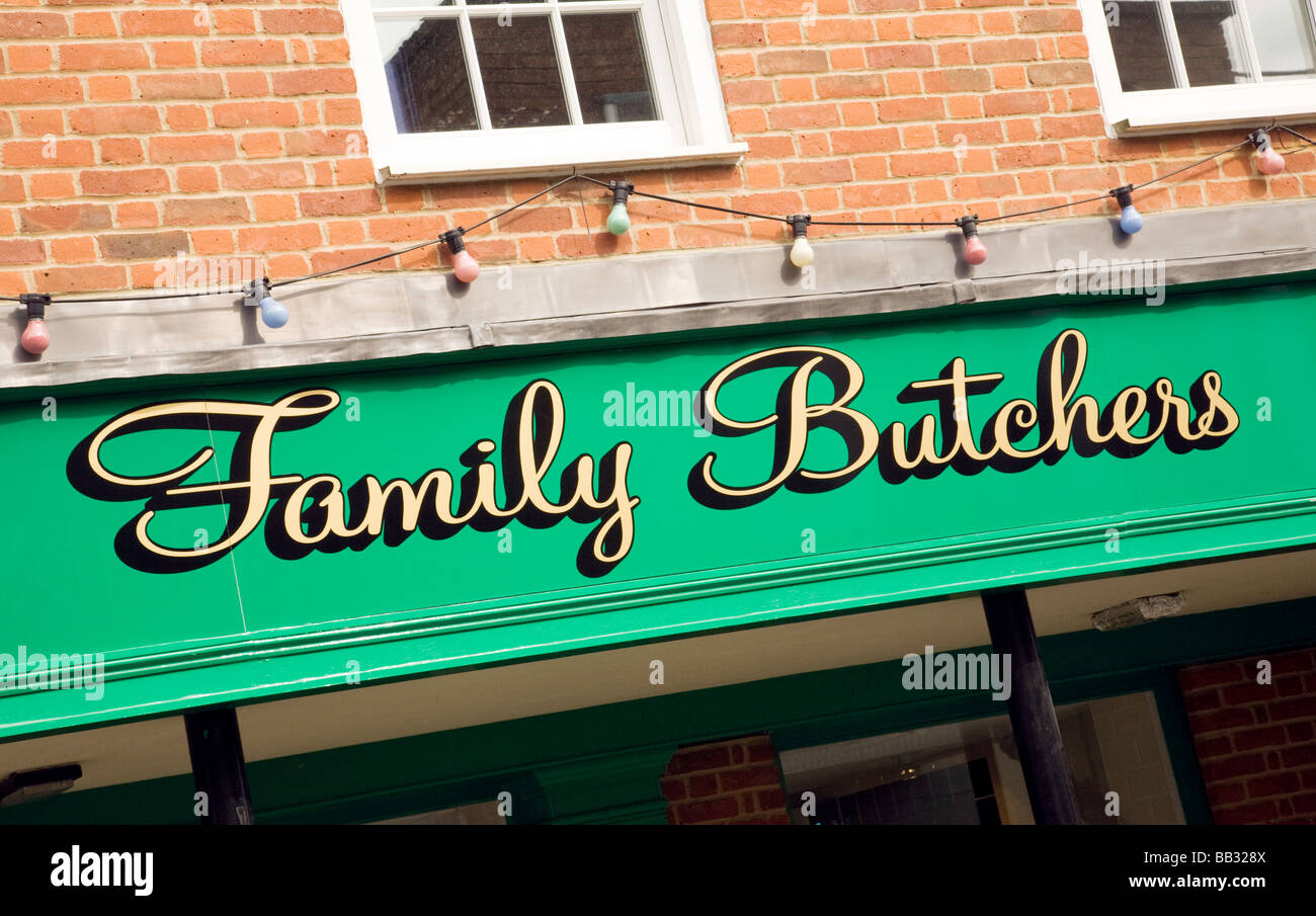 A Family Butchers sign Stock Photo - Alamy