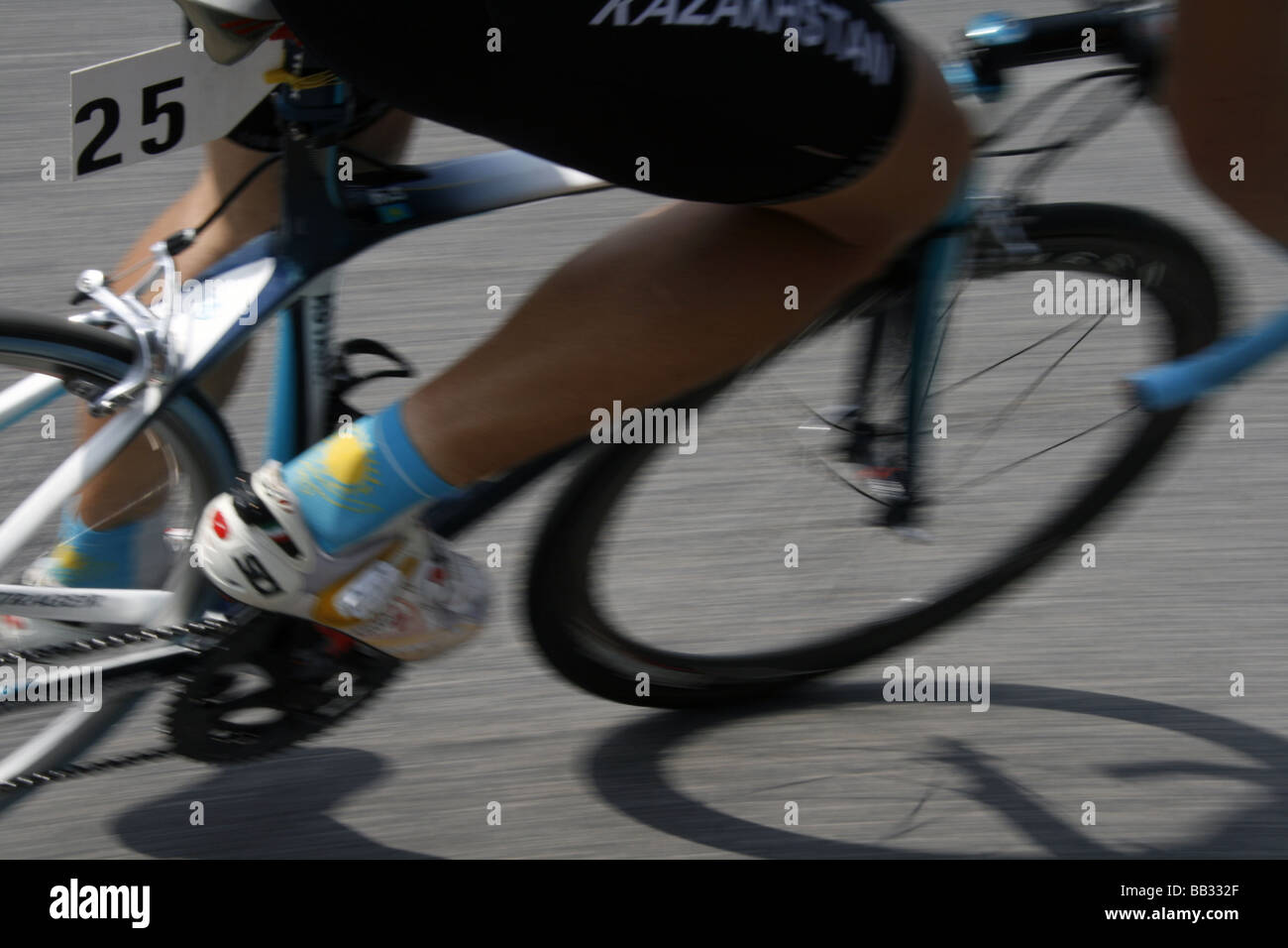 professional bike rider in road street race in city town Stock Photo ...