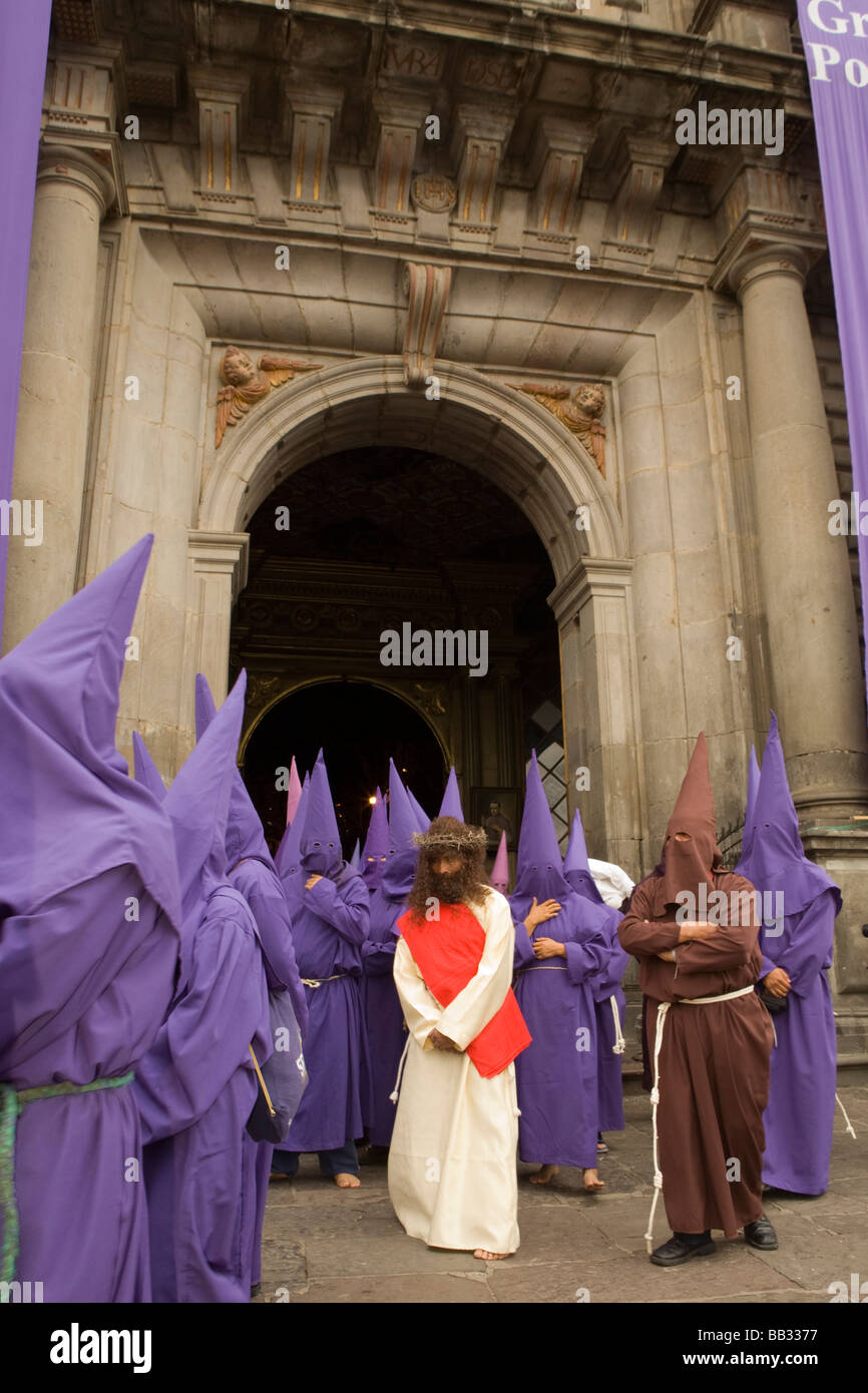 South America, Ecuador, Pinchincha Province, Quito. Procession during ...