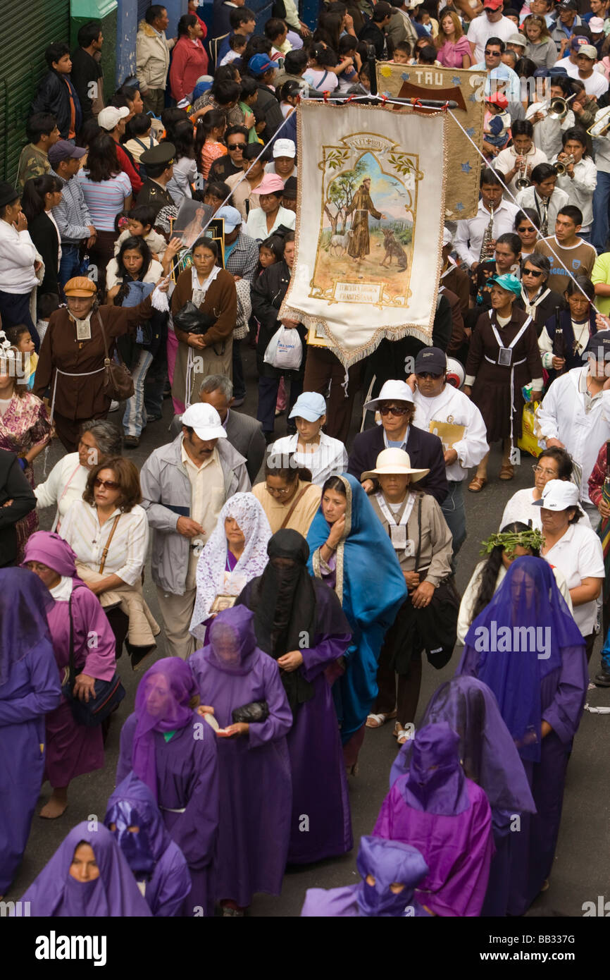 South America, Ecuador, Pinchincha Province, Quito. Procession during ...