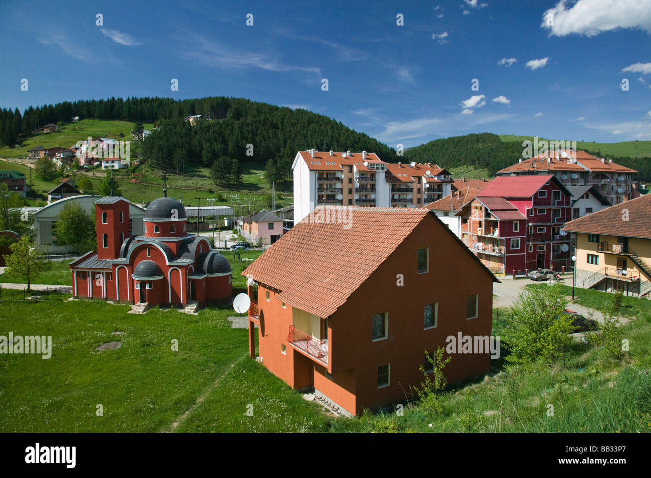 Montenegro. Rozaje, Alpine Town View with Orthodox Church / Springtime ...