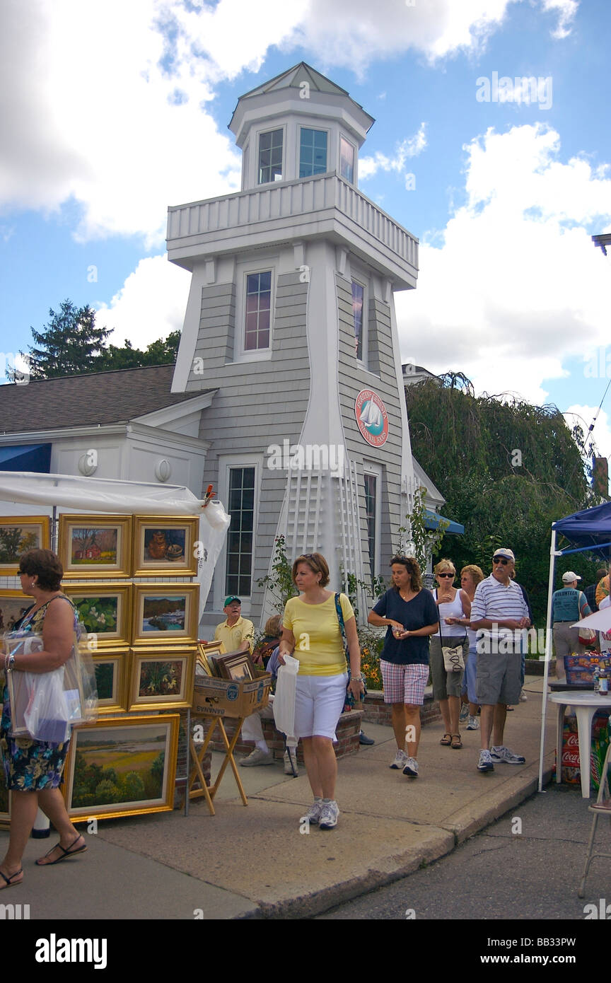 North America, USA, Connecticut, Mystic. A busy downtown art fair ...