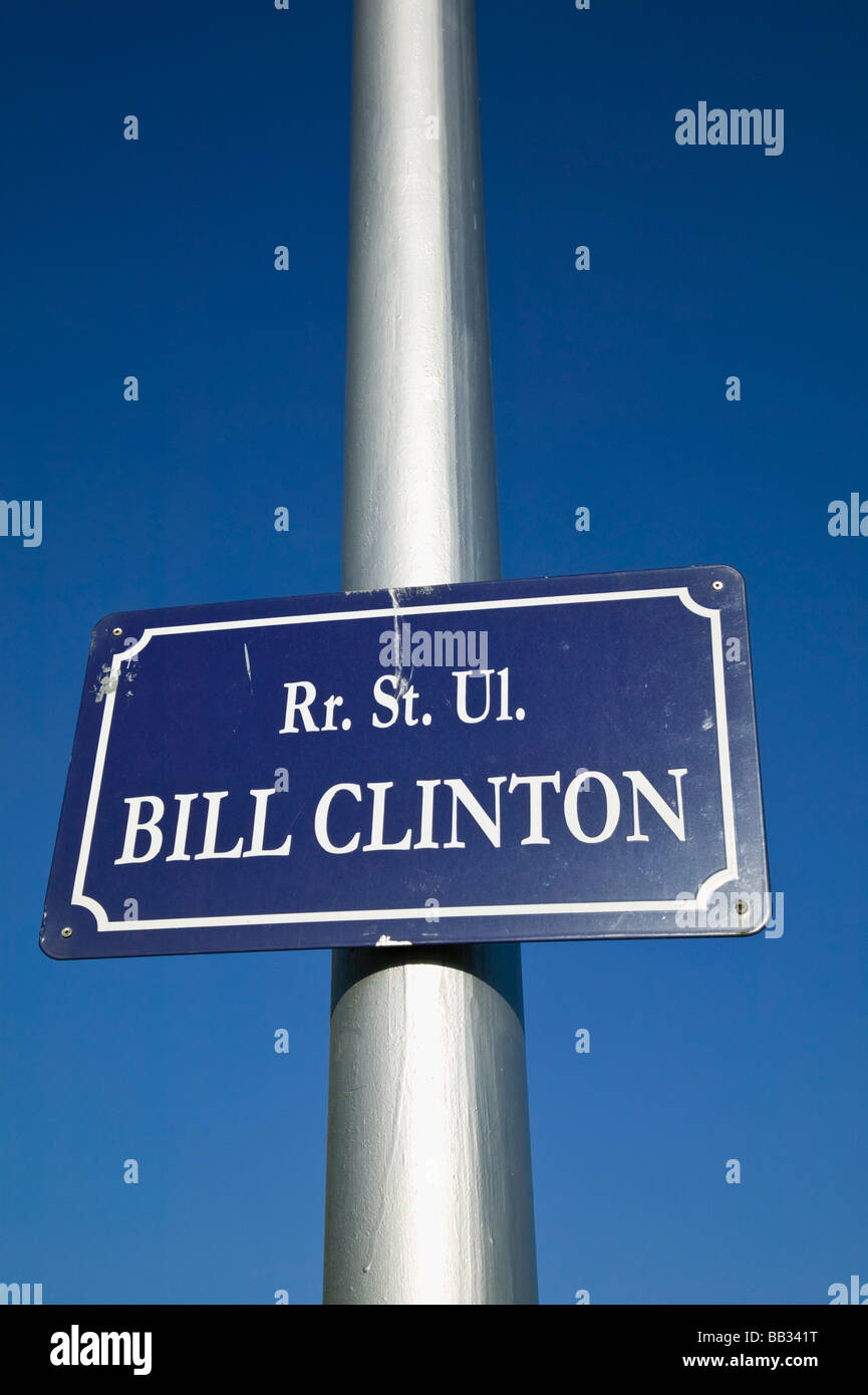 KOSOVO, Prishtina. Sign for Bill Clinton Street (named for the US ...