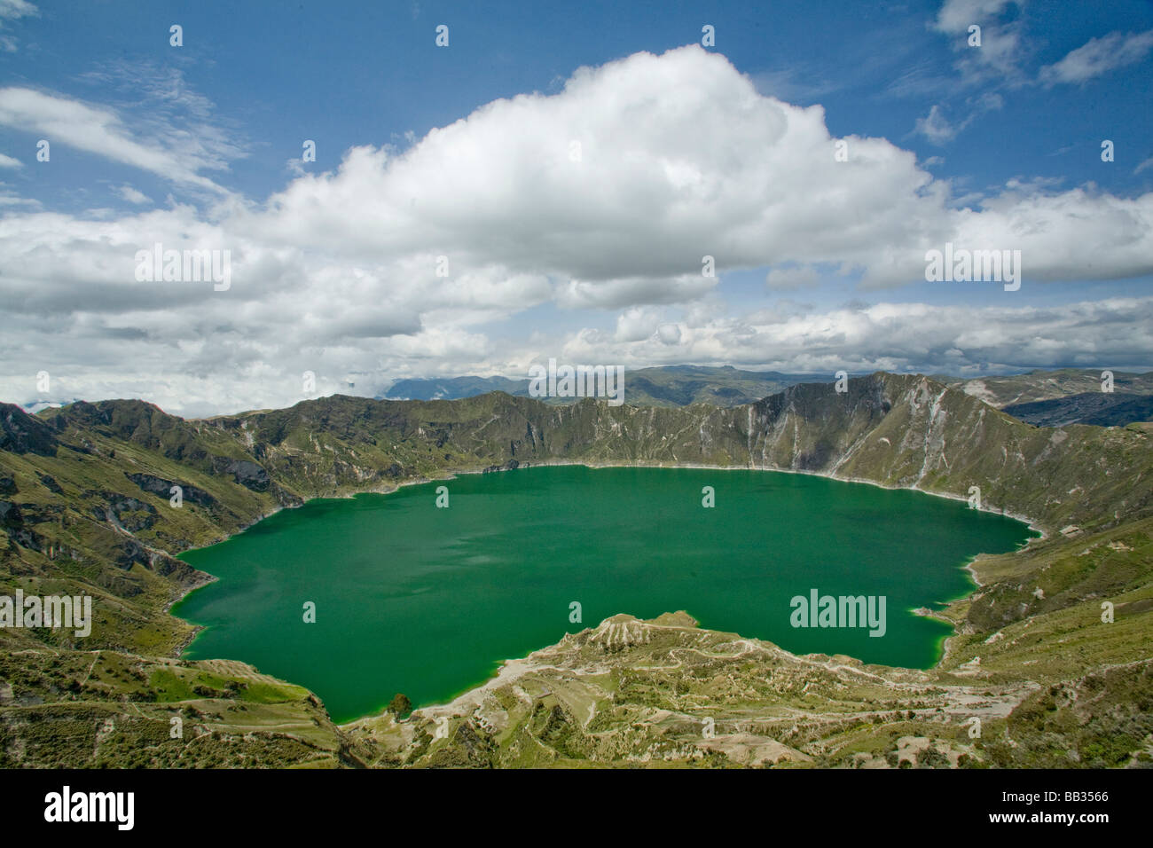 South America, Ecuador, Quilotoa, Lake Quilotoa, a volcanic crater ...