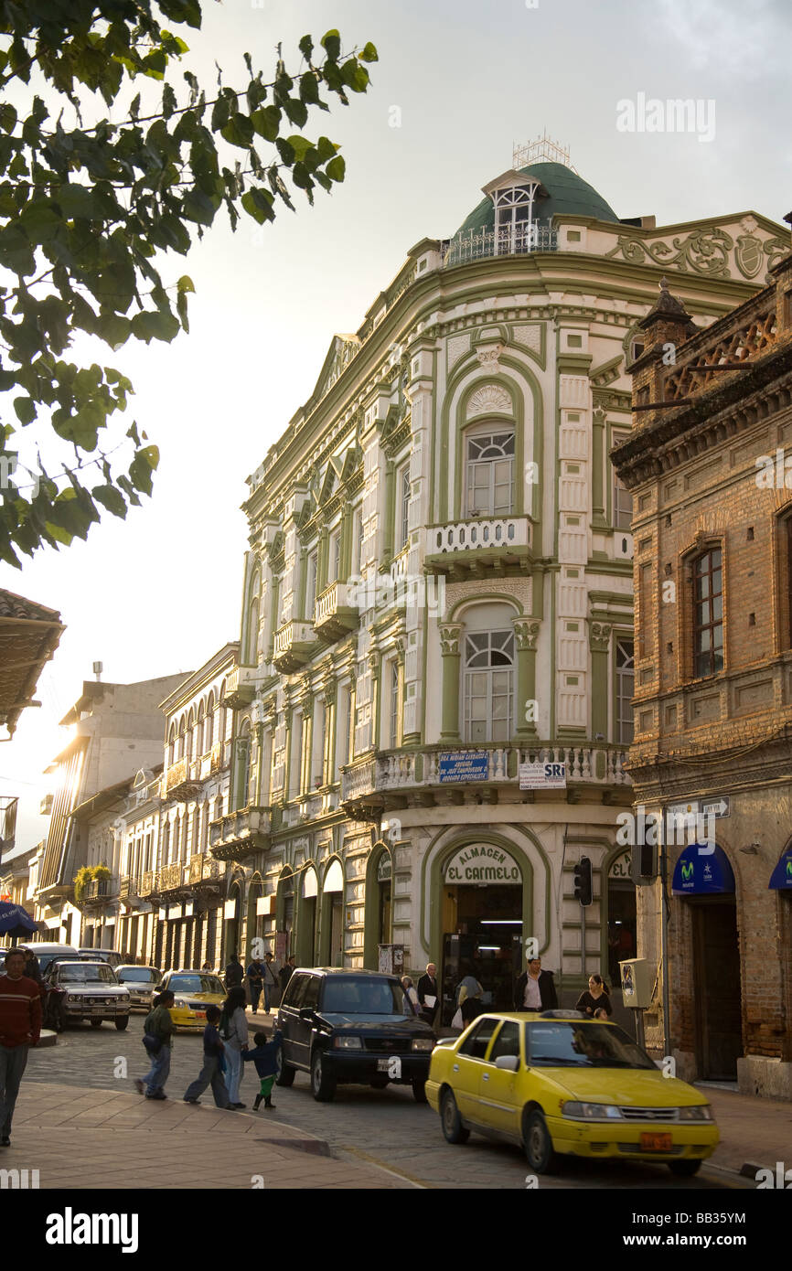 Street with historic architecture, Cuenca, Ecuador, South America ...