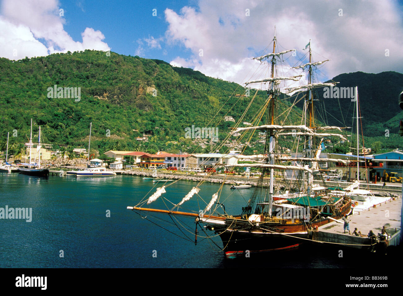 Caribbean, St. Lucia, Soufriere. Boats in harbor Stock Photo - Alamy