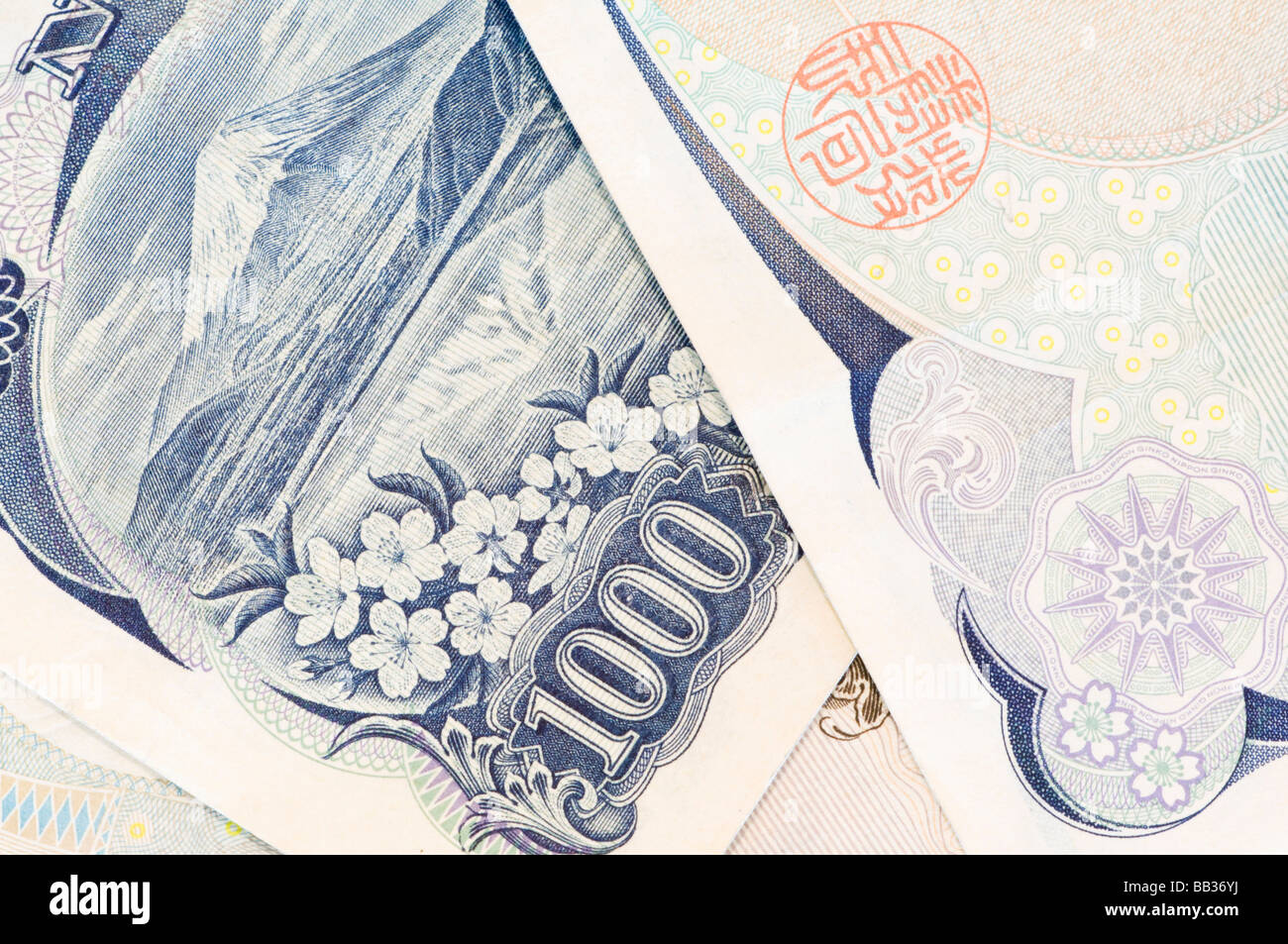 Japanese Currency, 1000 Yen Notes Detail Stock Photo - Alamy