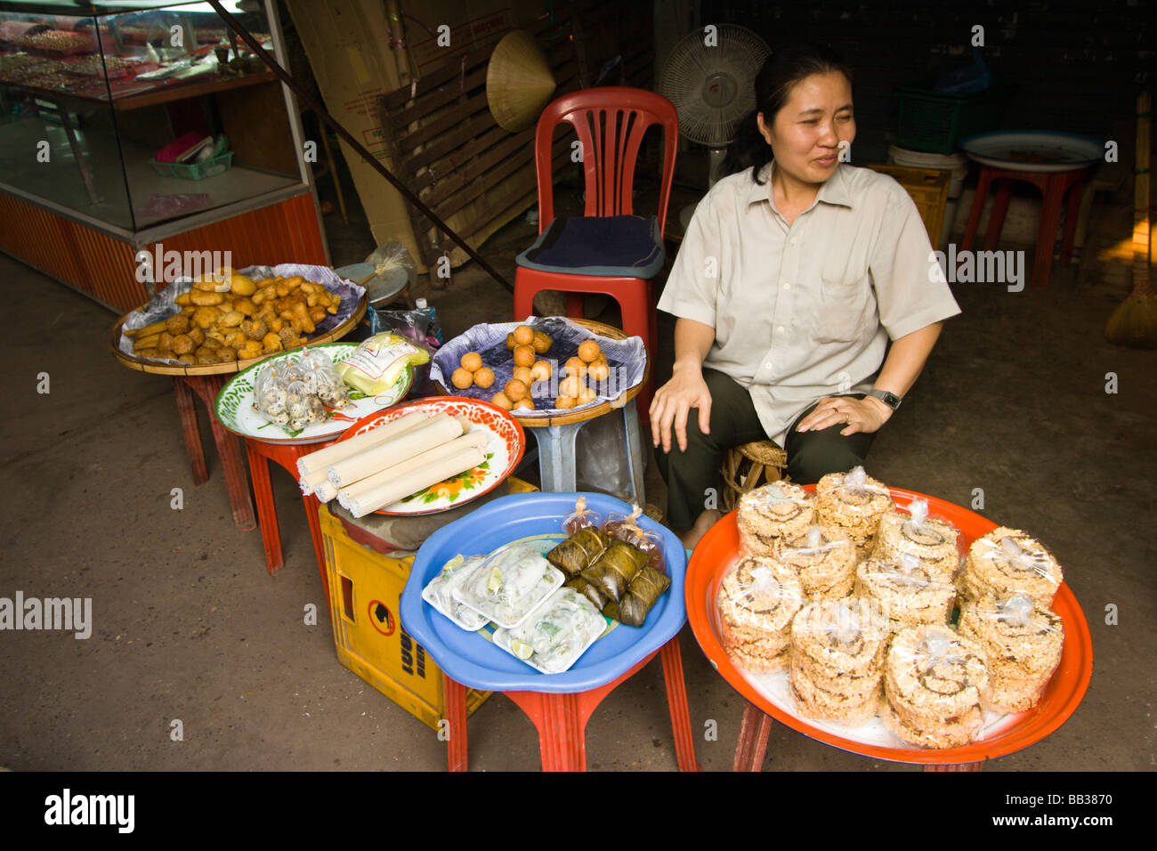 Food at market, Vientiane, Capital of Laos, Southeast Asia Stock Photo ...