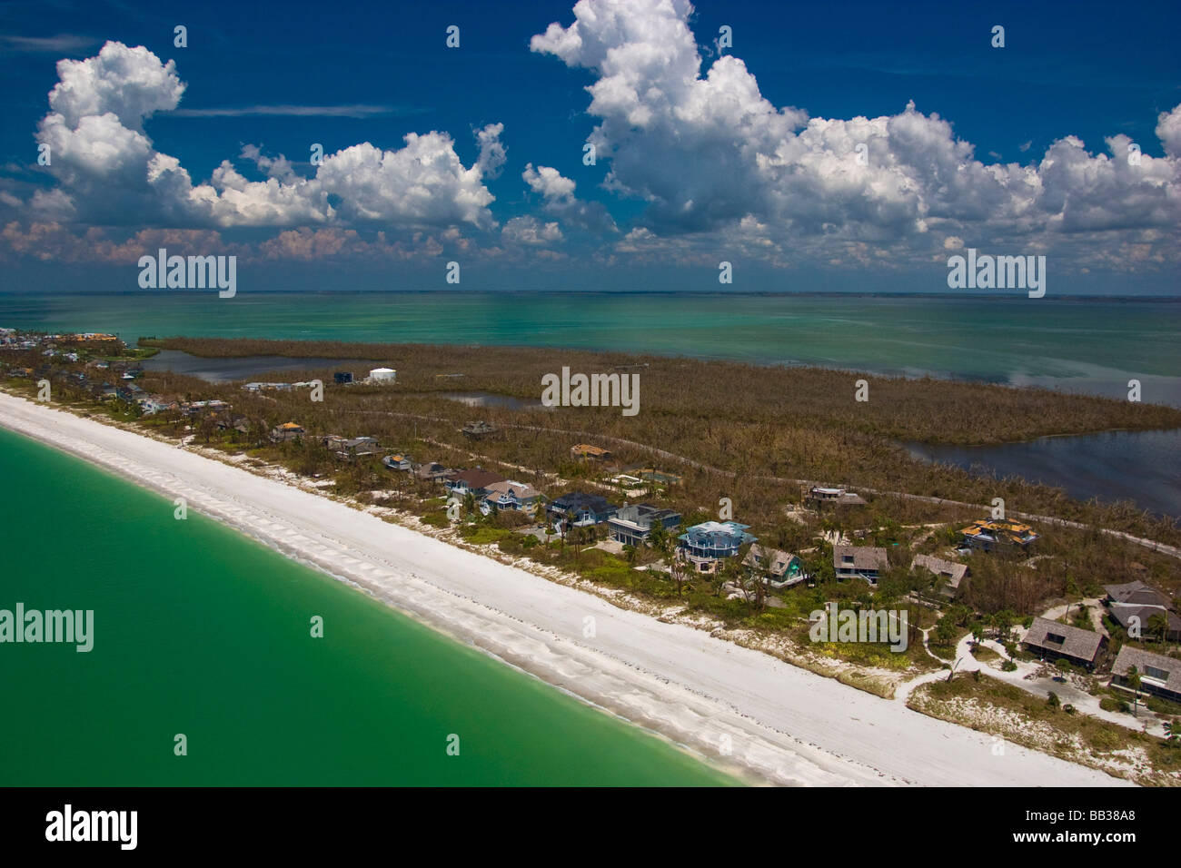 An aerial view looking northwest across Captiva Island a few days after ...