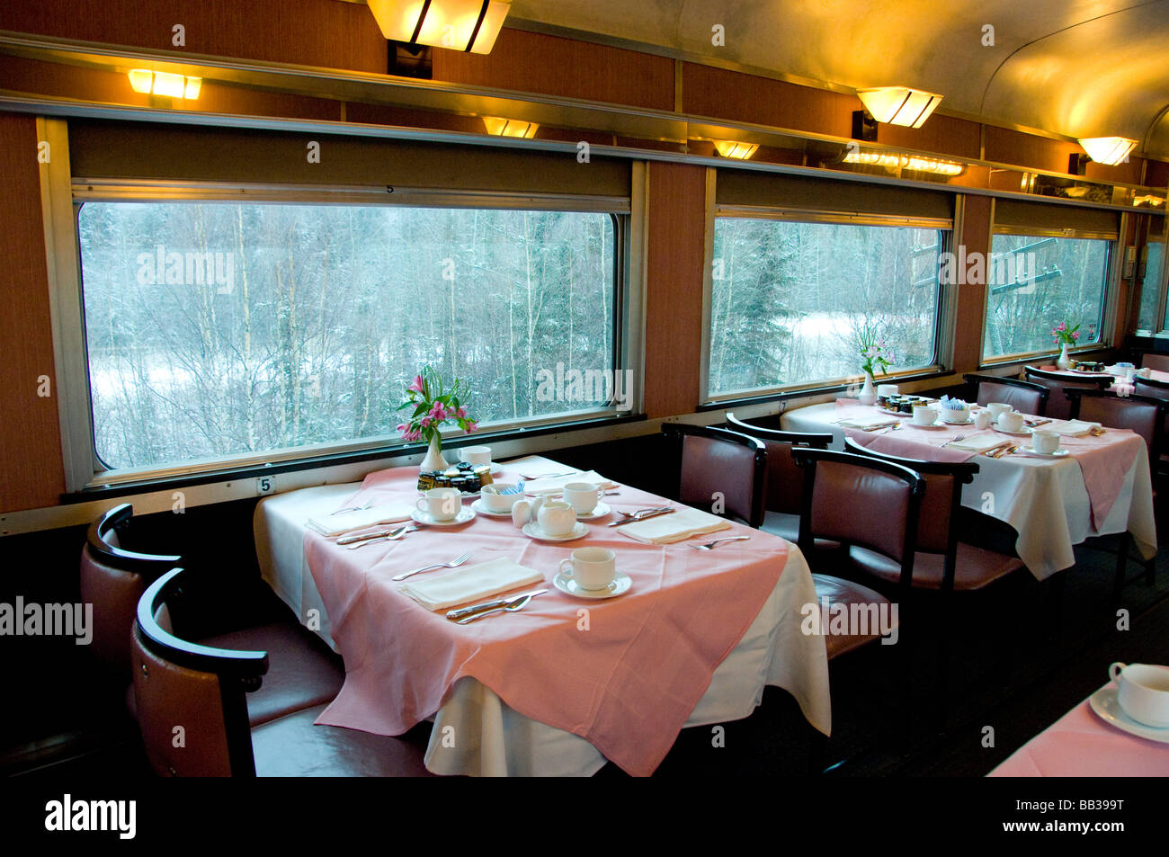 Canada, Alberta. VIA Rail Snow Train between Edmonton & Jasper, Dining ...