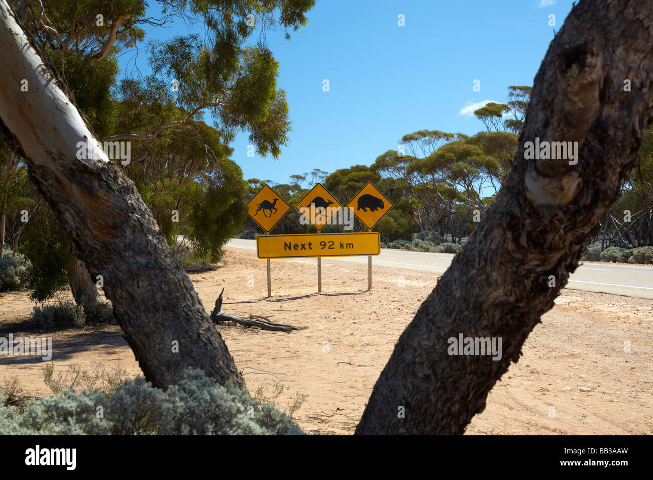 Iconic Australian road sign in the outback Stock Photo - Alamy