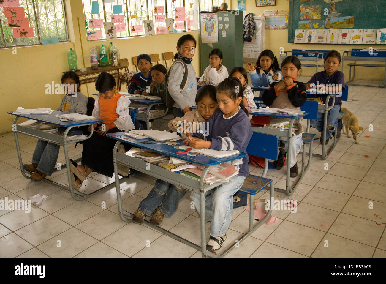 South America, Ecuador, Morocho, village near Cotacachi, children in ...