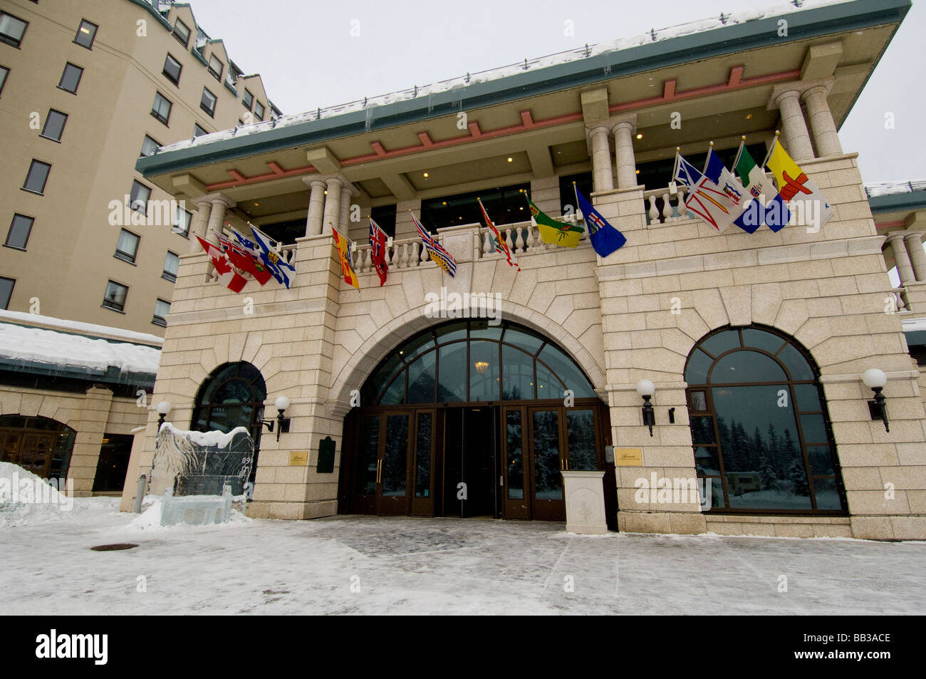 Canada, Alberta, Lake Louise. Farimont Chateau Lake Louise, main entry ...