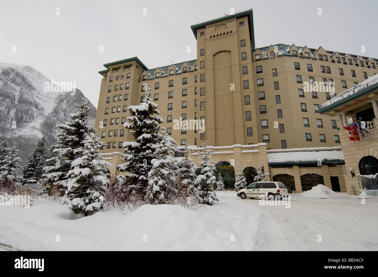 Canada, Alberta, Lake Louise. Farimont Chateau Lake Louise, main entry ...