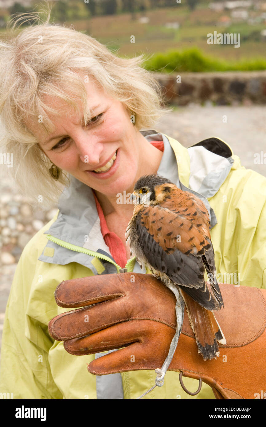South America Ecuador Parque Condor Woman American Roadside Hawk at a ...