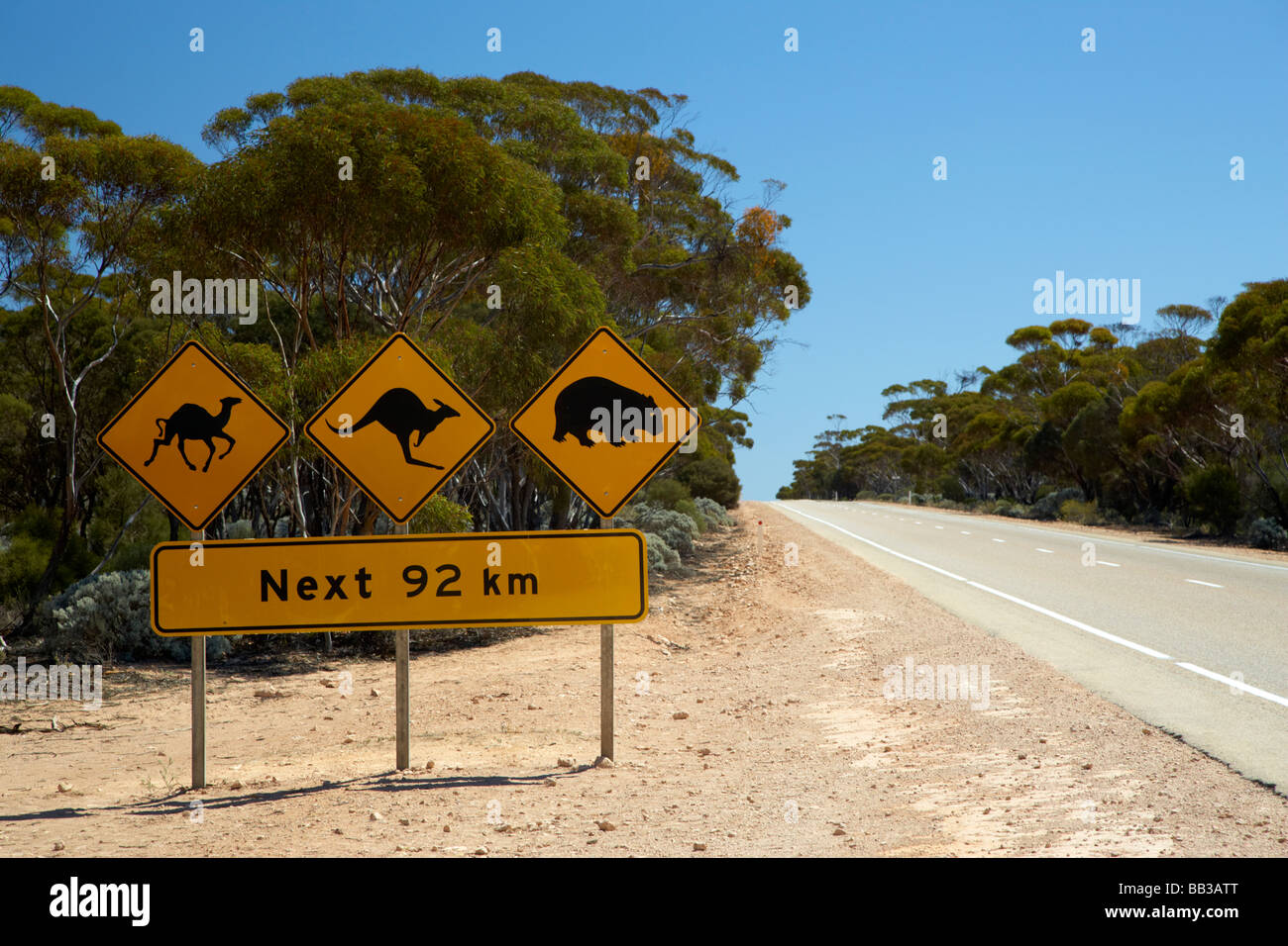 Iconic Australian road sign in the outback Stock Photo - Alamy