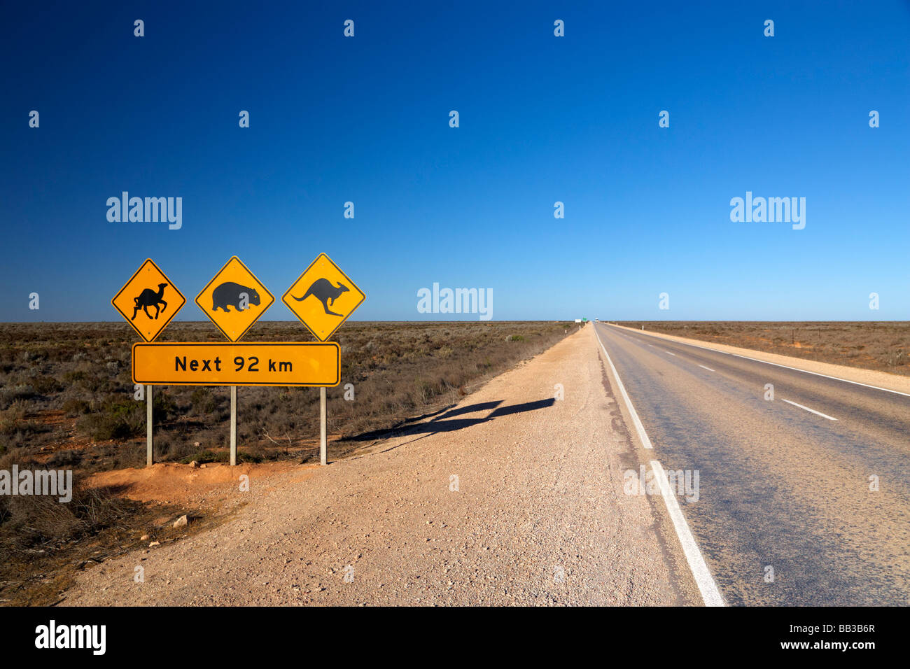 Iconic Australian road sign on the Eyre Highway Near the Nullabor Road ...