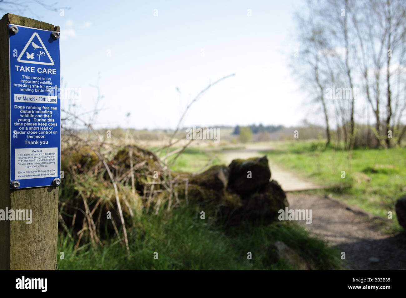 Ground nesting birds protection sign asking owners to keep dogs under ...