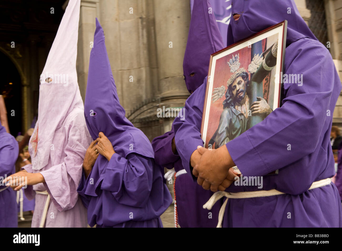 South America, Ecuador, Pinchincha Province, Quito. Procession during ...