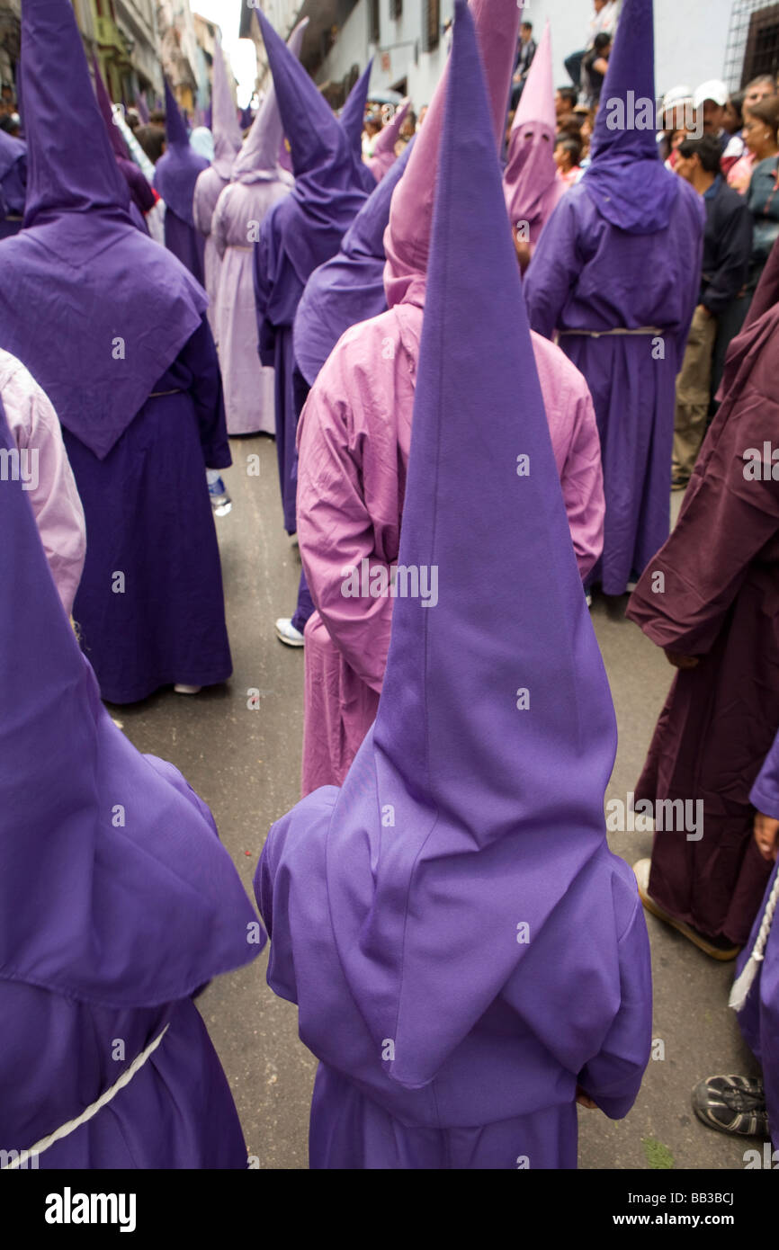 South America, Ecuador, Pinchincha Province, Quito. Procession during ...