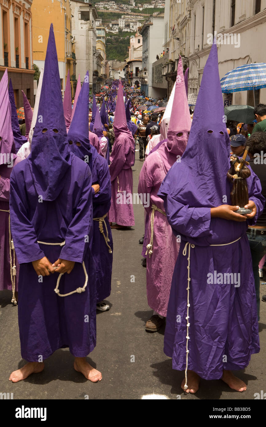South America, Ecuador, Pinchincha Province, Quito. Procession during ...