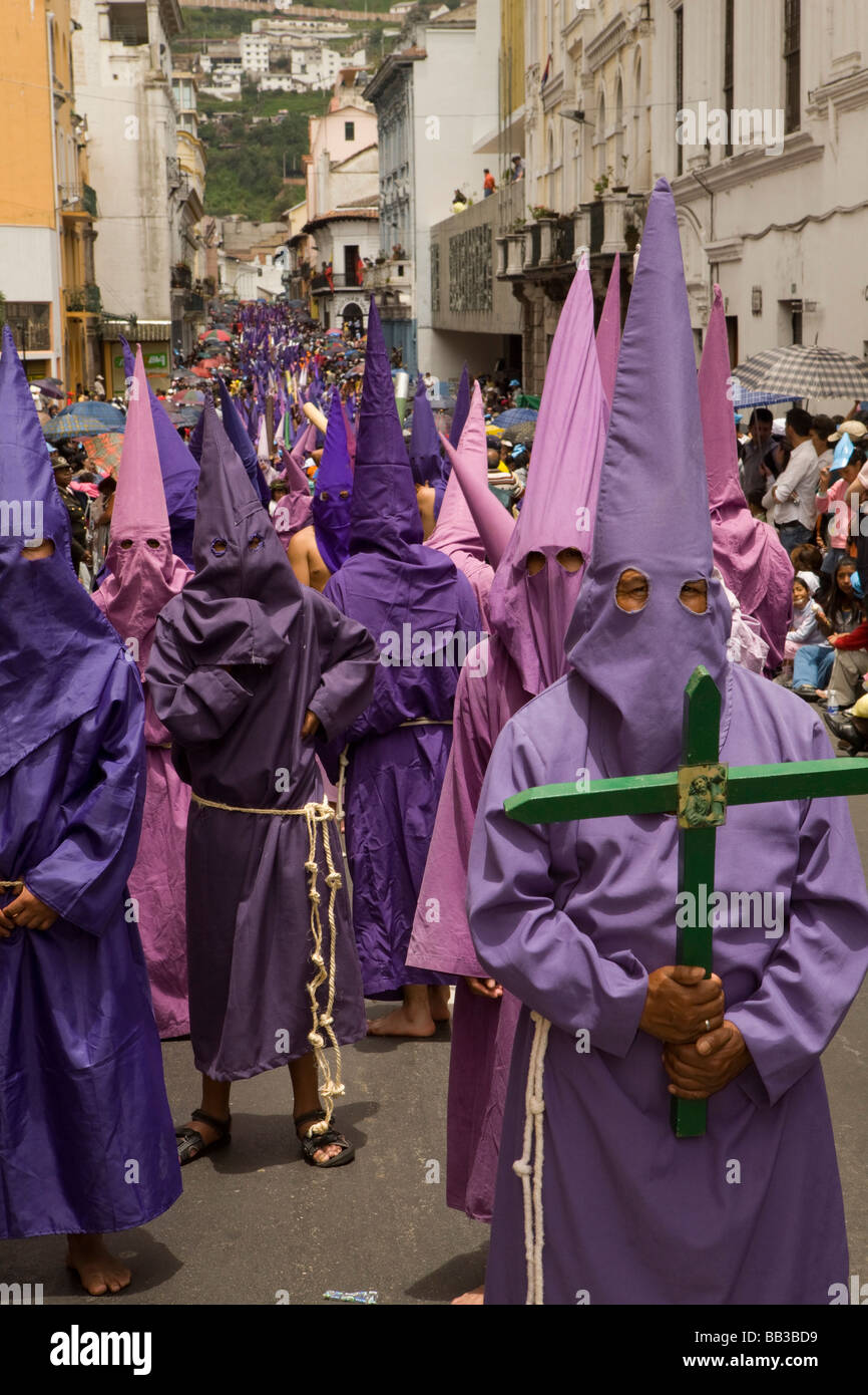 South America, Ecuador, Pinchincha Province, Quito. Procession during ...