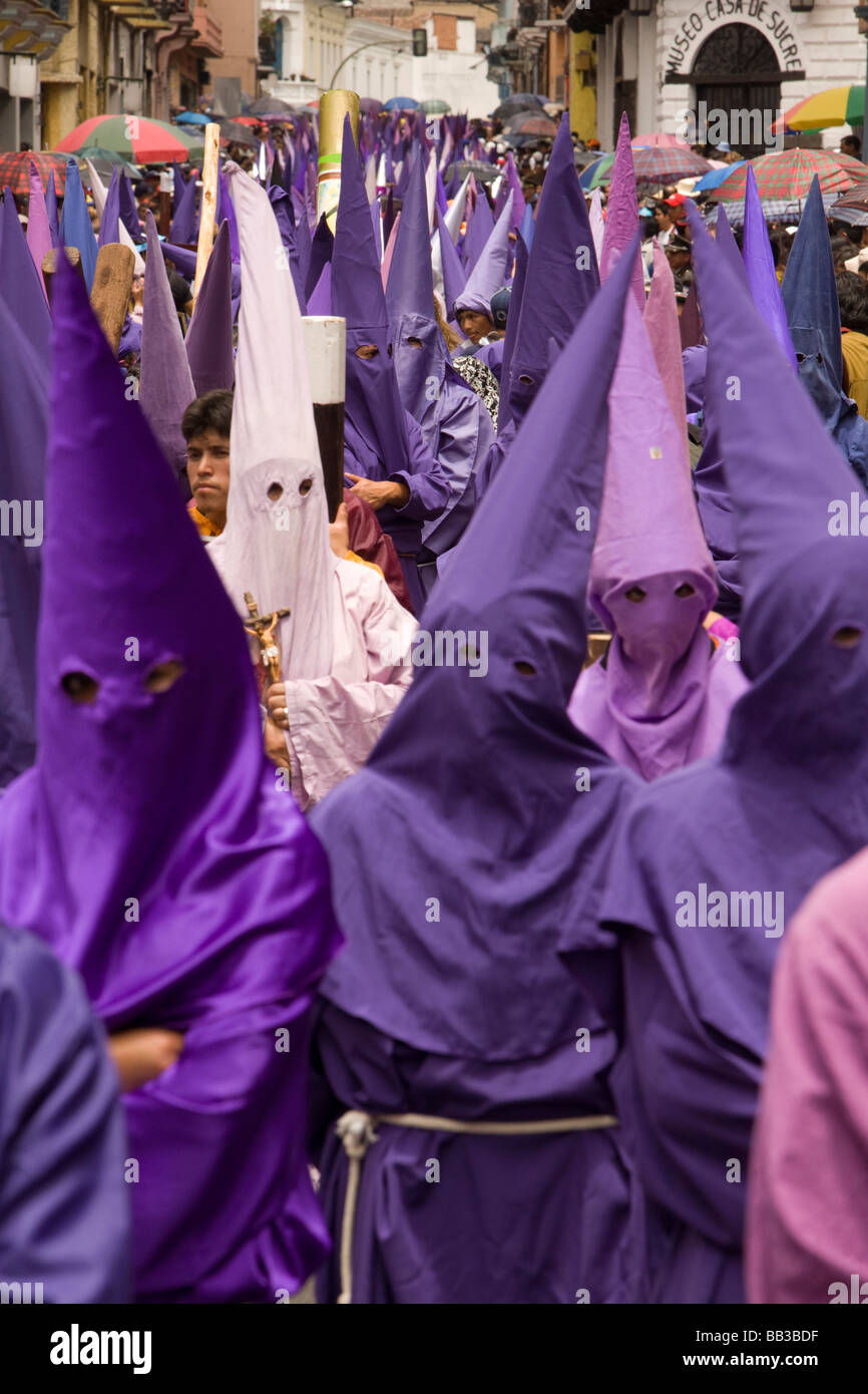 South America, Ecuador, Pinchincha Province, Quito. Procession during ...