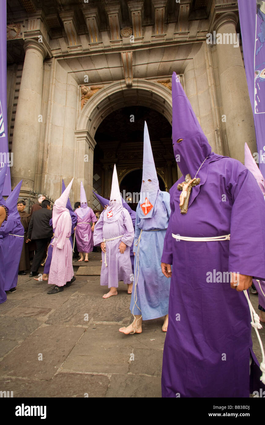 South America, Ecuador, Pinchincha Province, Quito. Procession during ...