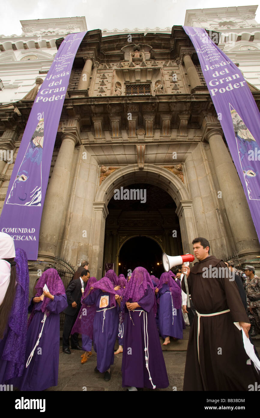 South America, Ecuador, Pinchincha Province, Quito. Procession during ...