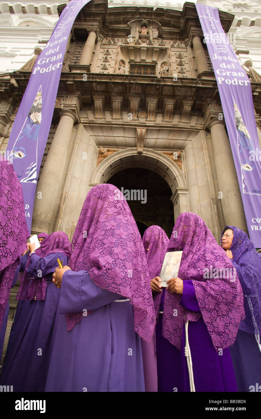 South America, Ecuador, Pinchincha Province, Quito. Procession during ...