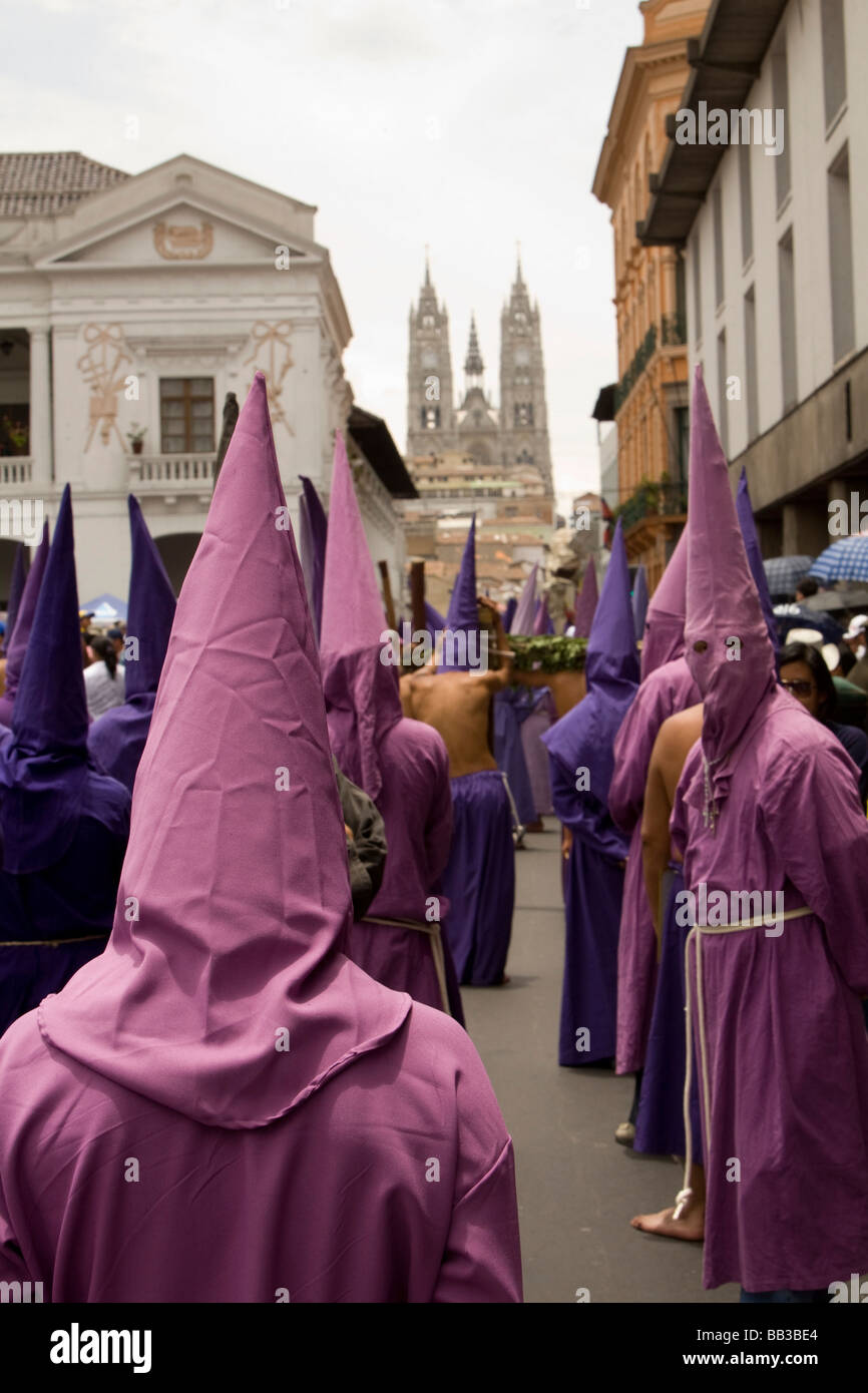South America, Ecuador, Pinchincha Province, Quito. Procession during ...