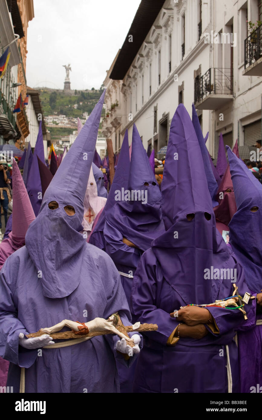 South America, Ecuador, Pinchincha Province, Quito. Procession during ...