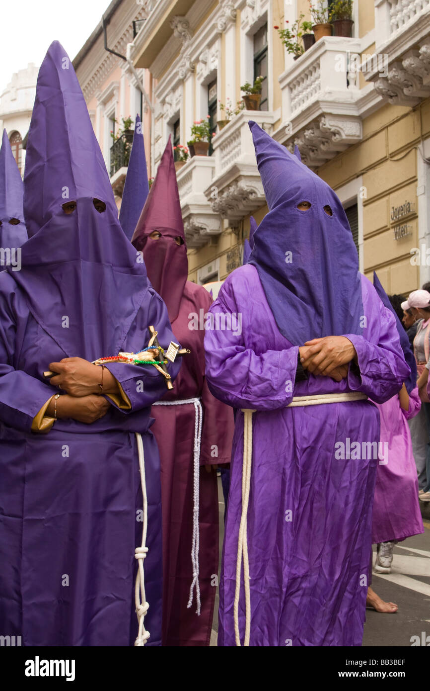 South America, Ecuador, Pinchincha Province, Quito. Procession during ...