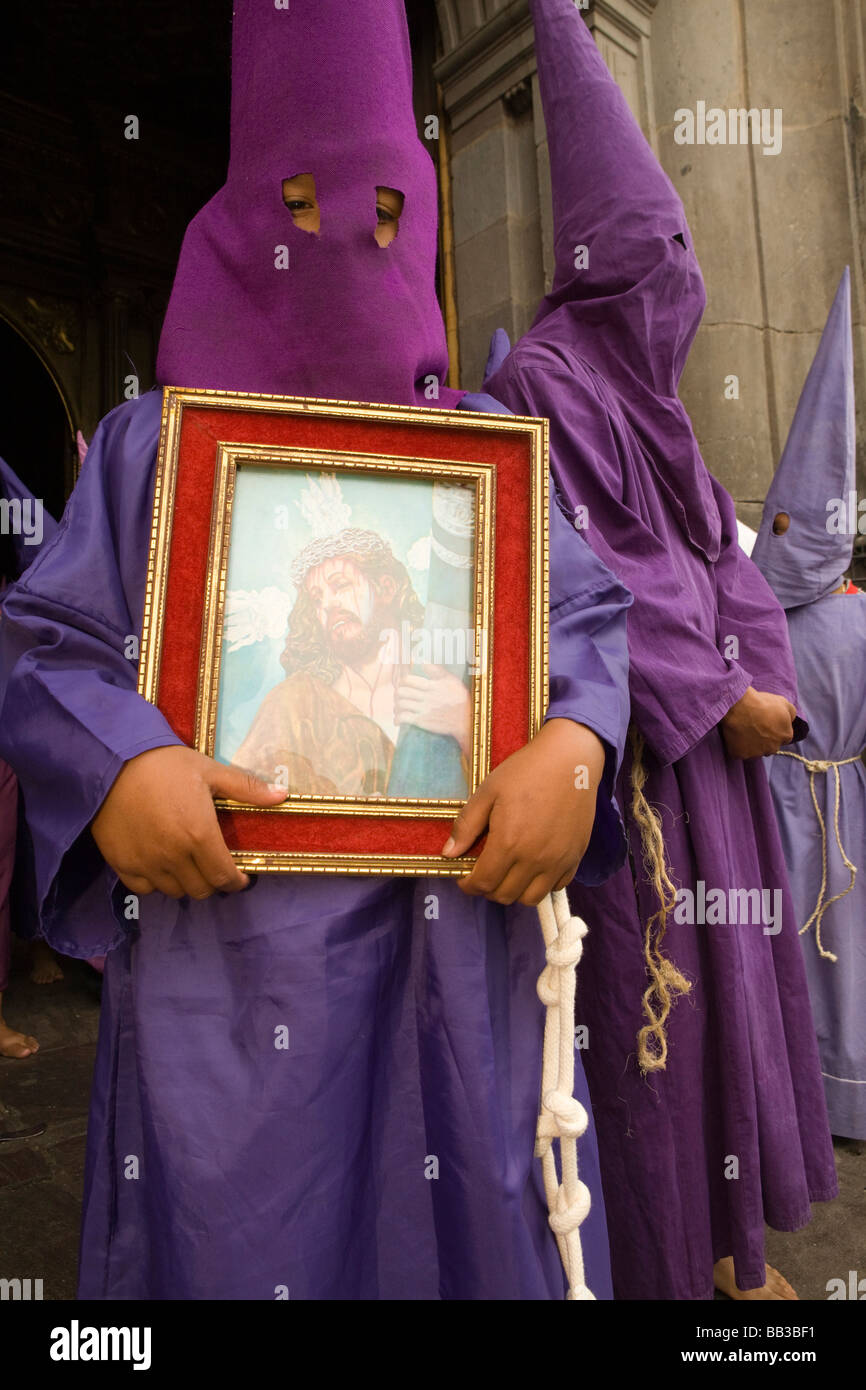 South America, Ecuador, Pinchincha Province, Quito. Procession during ...