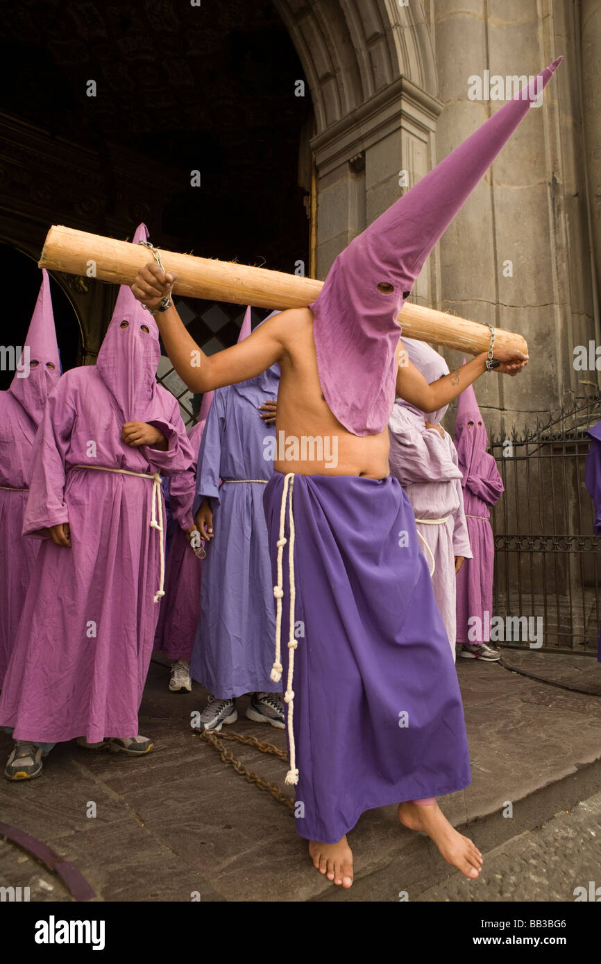 South America, Ecuador, Pinchincha Province, Quito. Procession during ...