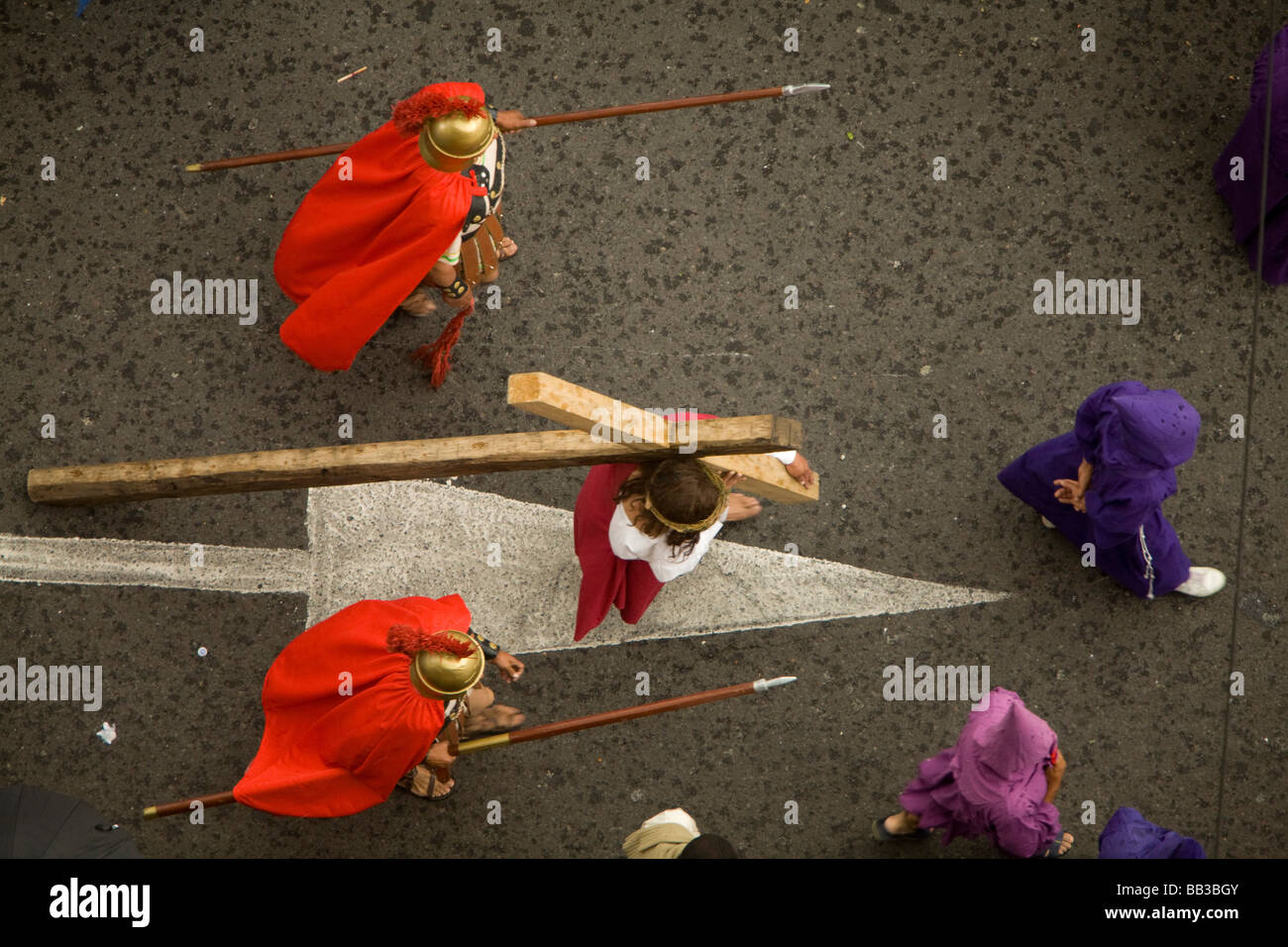 South America, Ecuador, Pinchincha Province, Quito. Procession during ...
