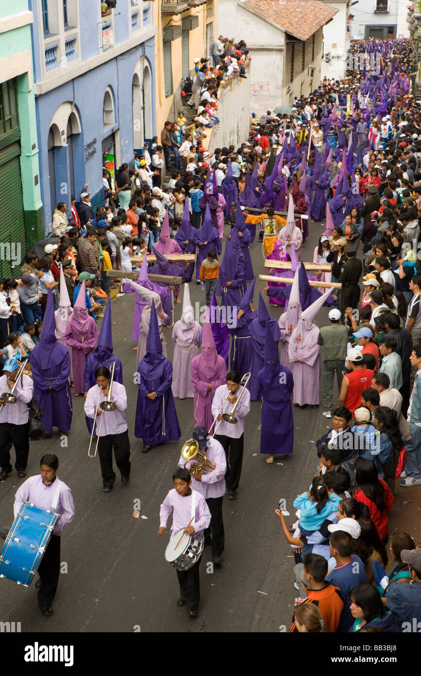 South America, Ecuador, Pinchincha Province, Quito. Procession during ...