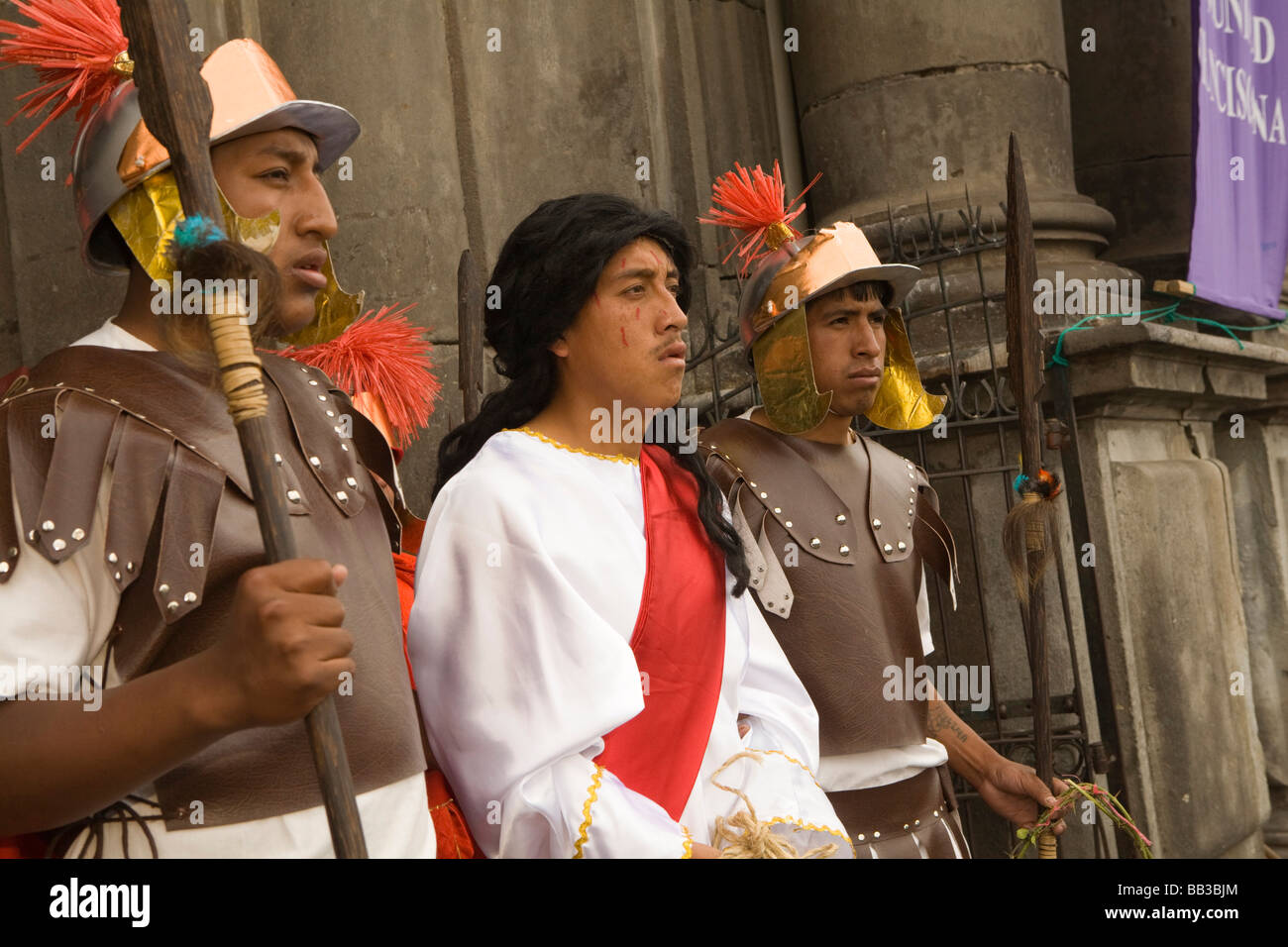 South America, Ecuador, Pinchincha Province, Quito. Procession during ...