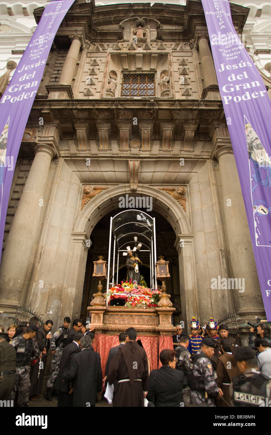 South America, Ecuador, Pinchincha Province, Quito. Procession during ...