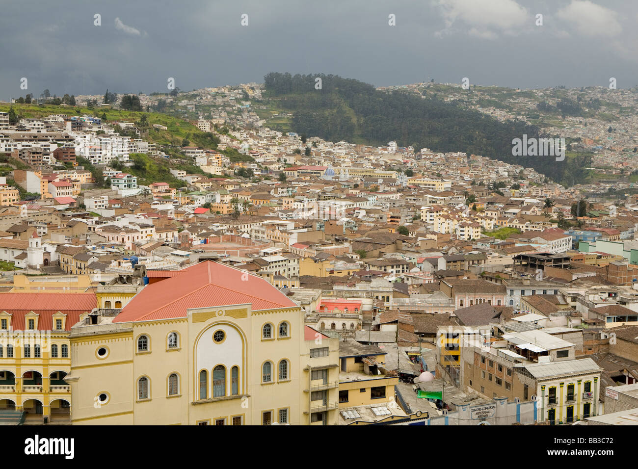 South America, Ecuador, Pichincha province, Quito. Houses and buildings ...